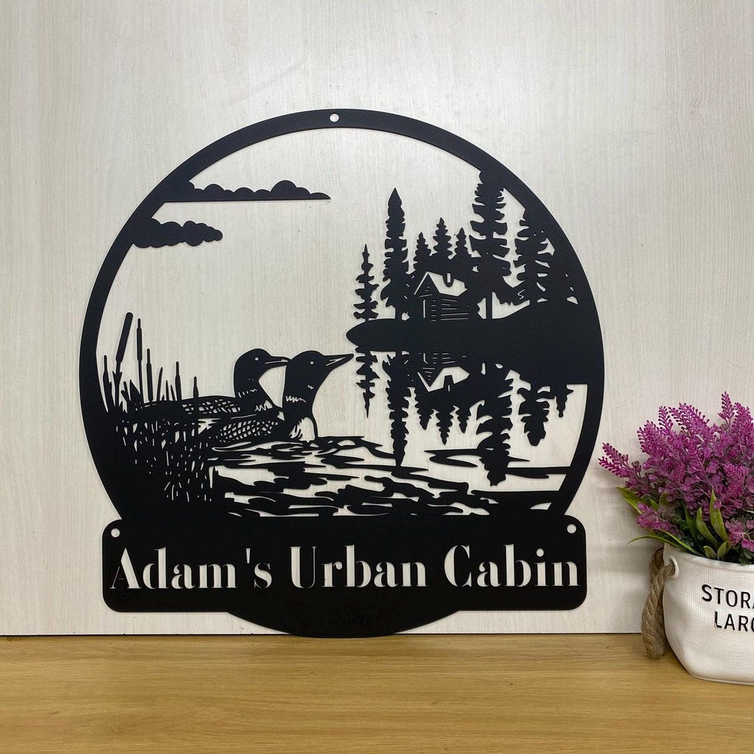 Custom Loon Duck Cabin Metal Wall Art, Personalized Duck Lake House ...