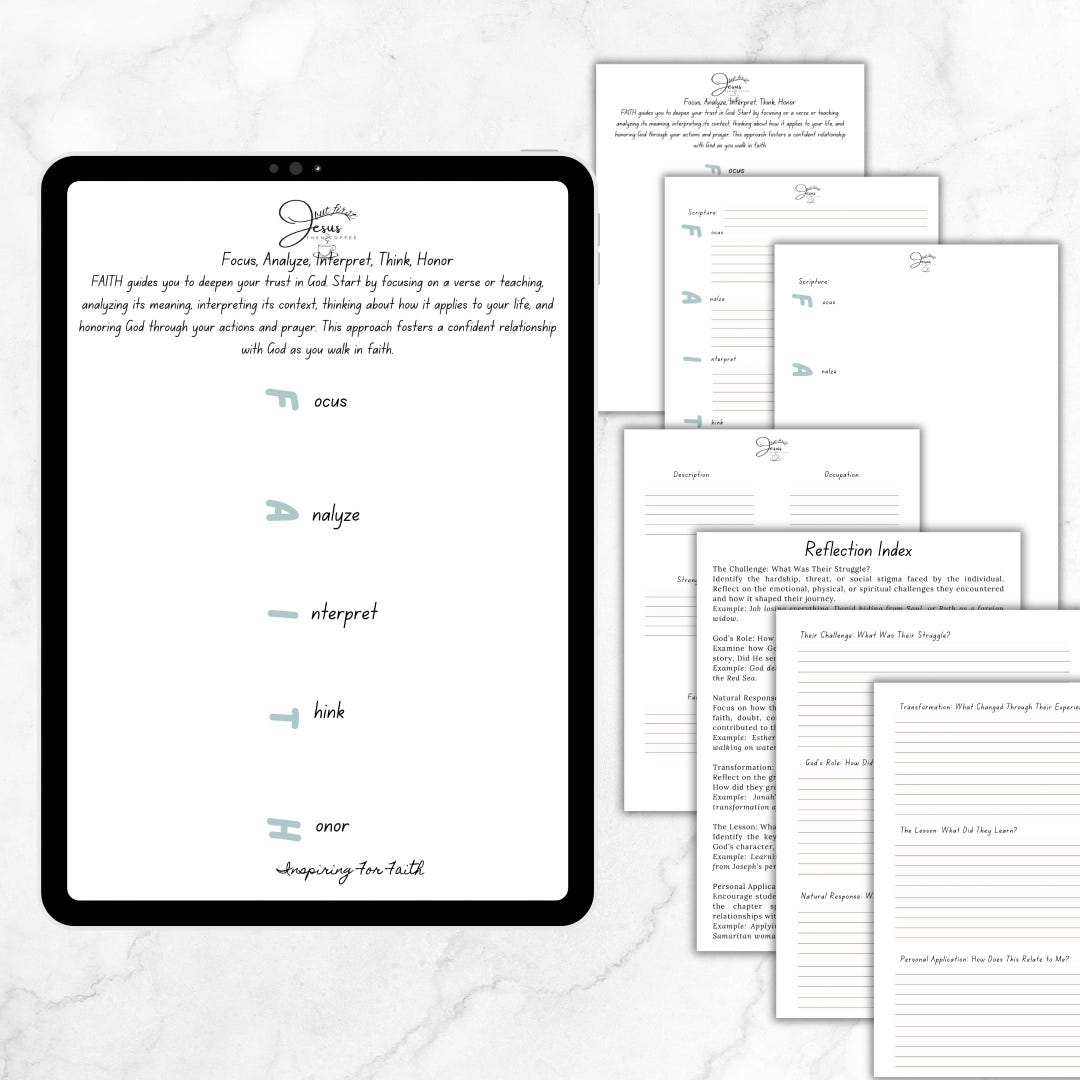 FAITH Bible Study Reflection Template, 8-set Bible Summary, Bible Study ...
