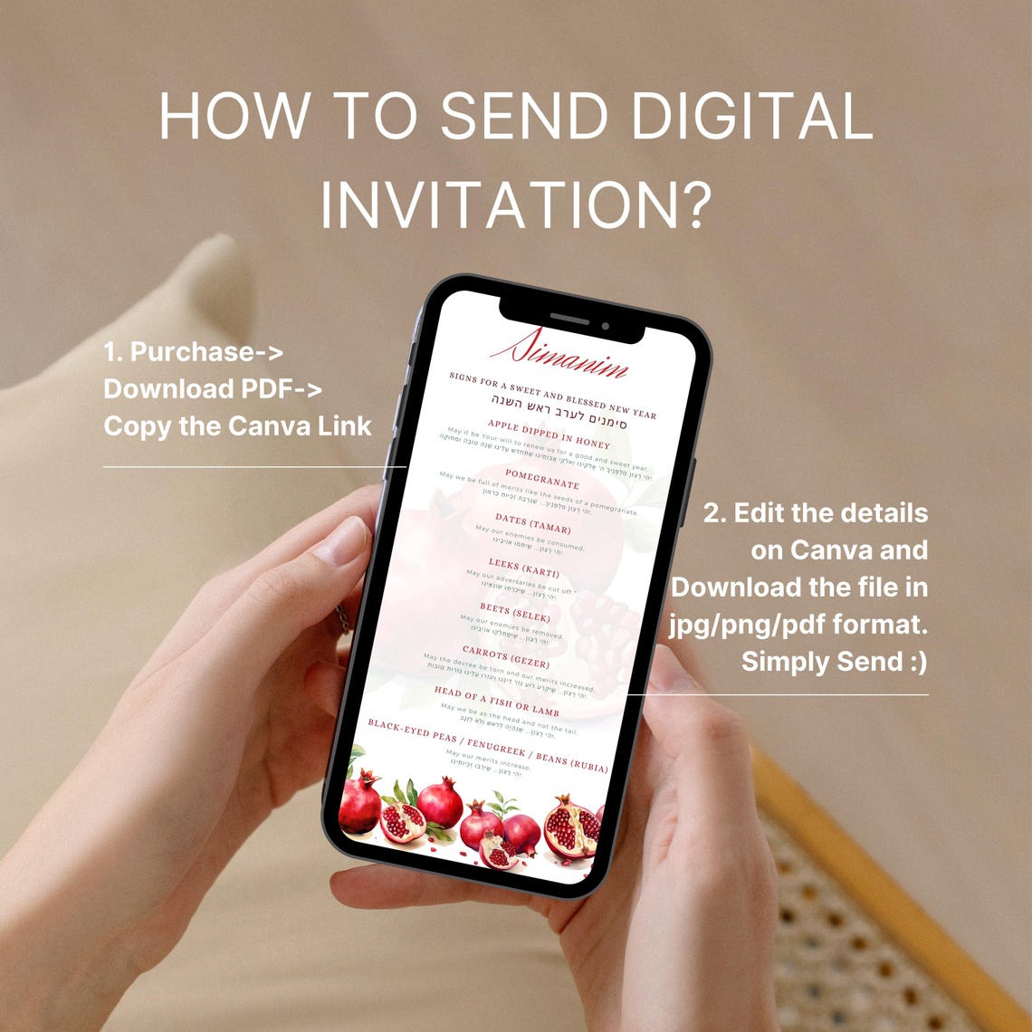 Rosh Hashanah Simanim Card | Jewish New Year Blessings | Printable ...