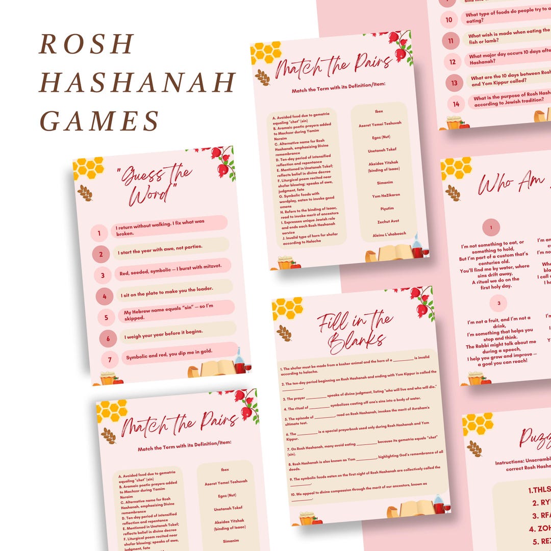 Rosh Hashanah Games Bundle | Printable Jewish Holiday Party Games | Fun ...
