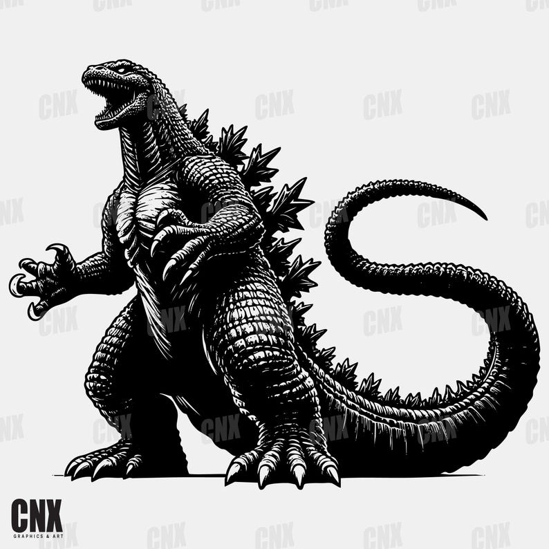 5 Godzilla Silhouette. Godzilla Svg. Godzilla Illustrator. Monster ...
