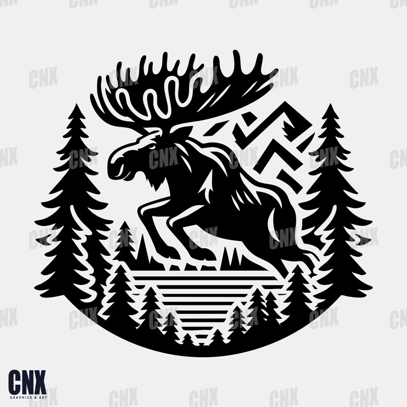 6 Moose Svg. Bundle Moose Svg. Woodland Svg. Forest Landscape Svg ...