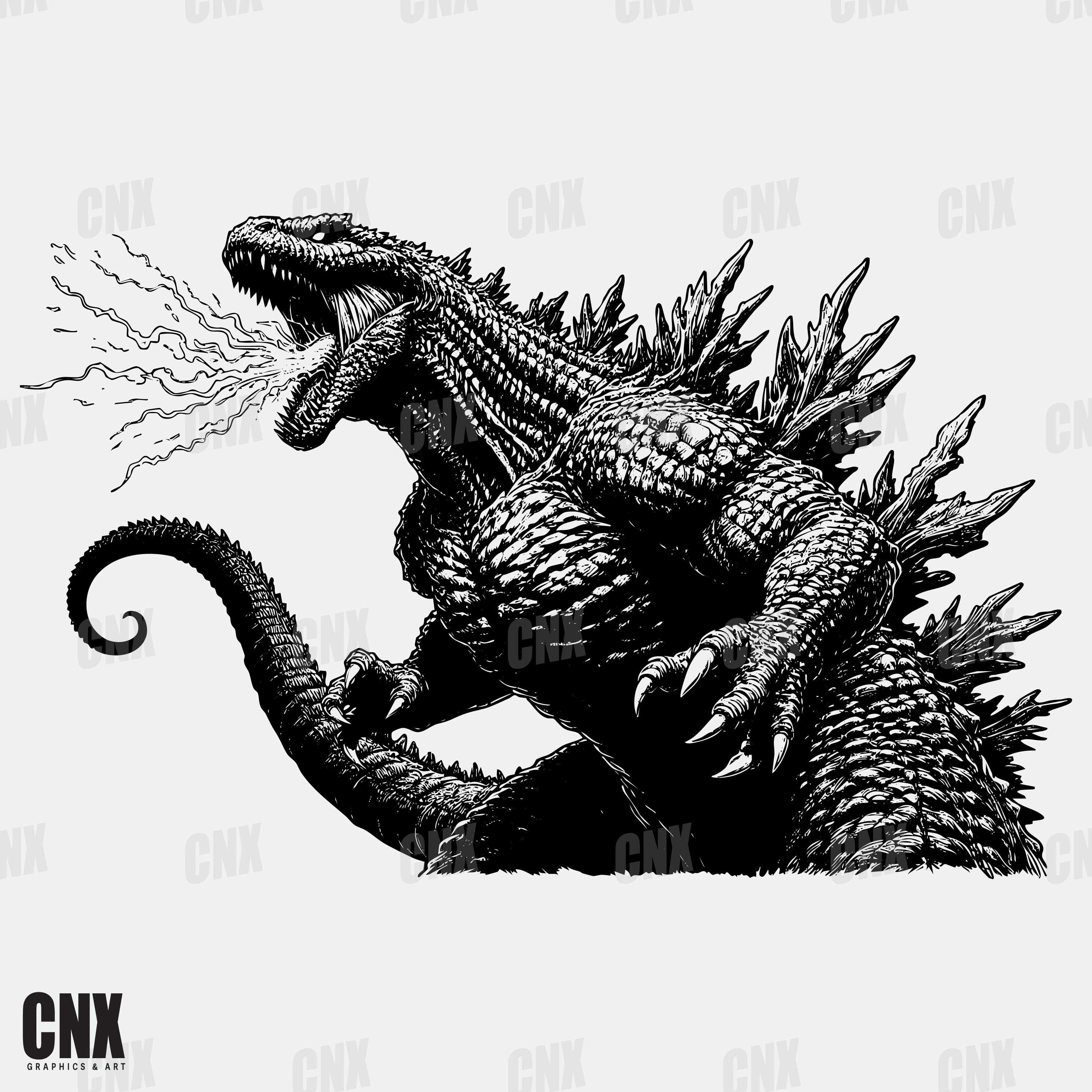 5 Godzilla Silhouette. Godzilla Svg. Godzilla Illustrator. Monster ...