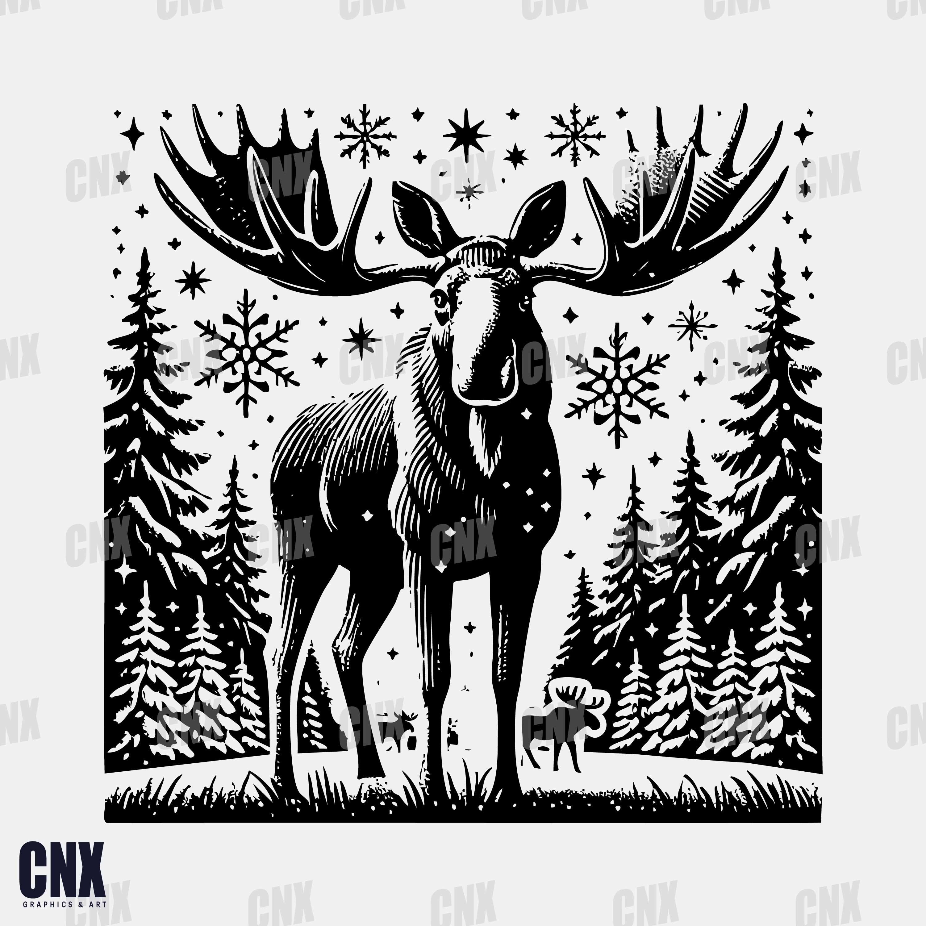 6 Moose Svg. Bundle Moose Svg. Woodland Svg. Forest Landscape Svg ...