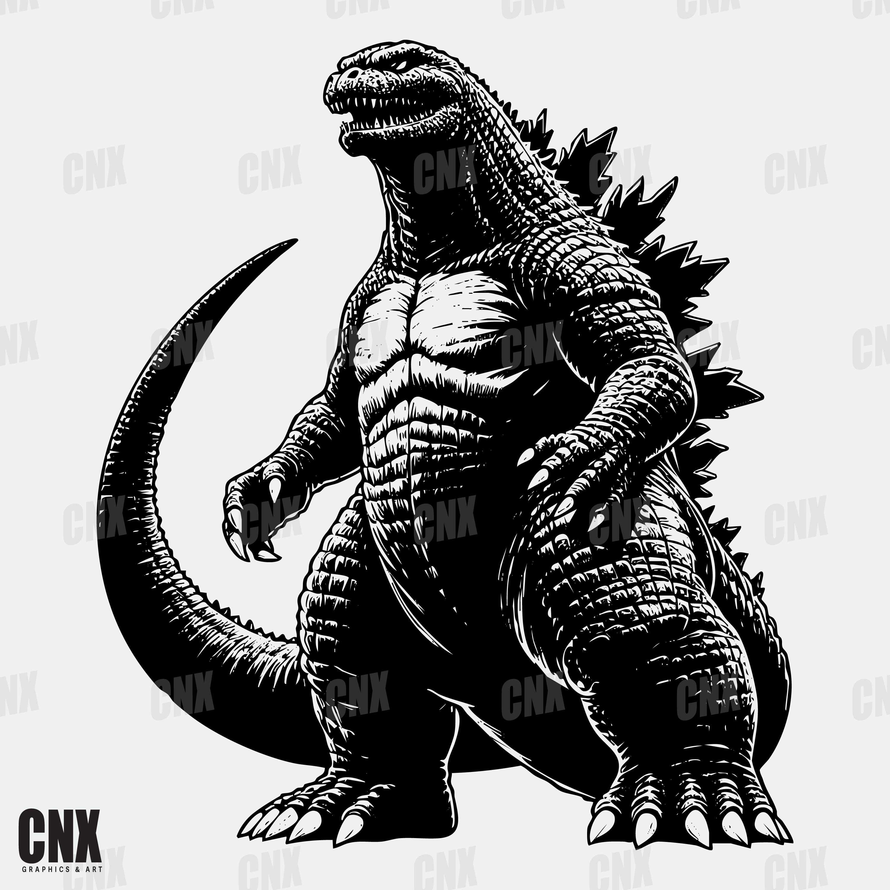 5 Godzilla Silhouette. Godzilla Svg. Godzilla Illustrator. Monster ...
