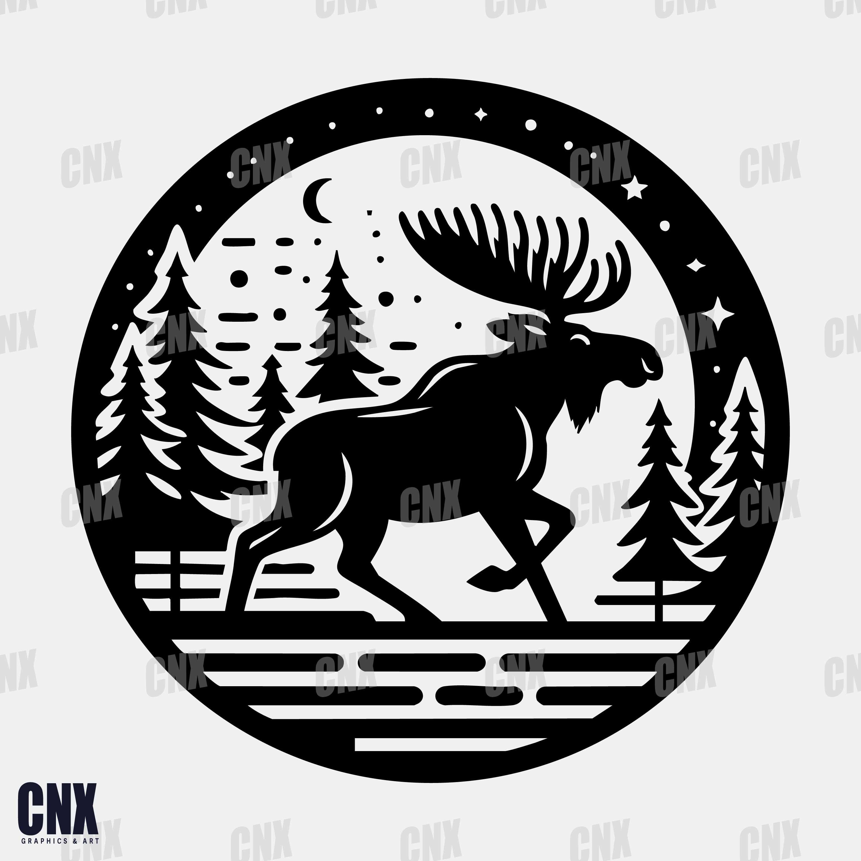 6 Moose Svg. Bundle Moose Svg. Woodland Svg. Forest Landscape Svg ...