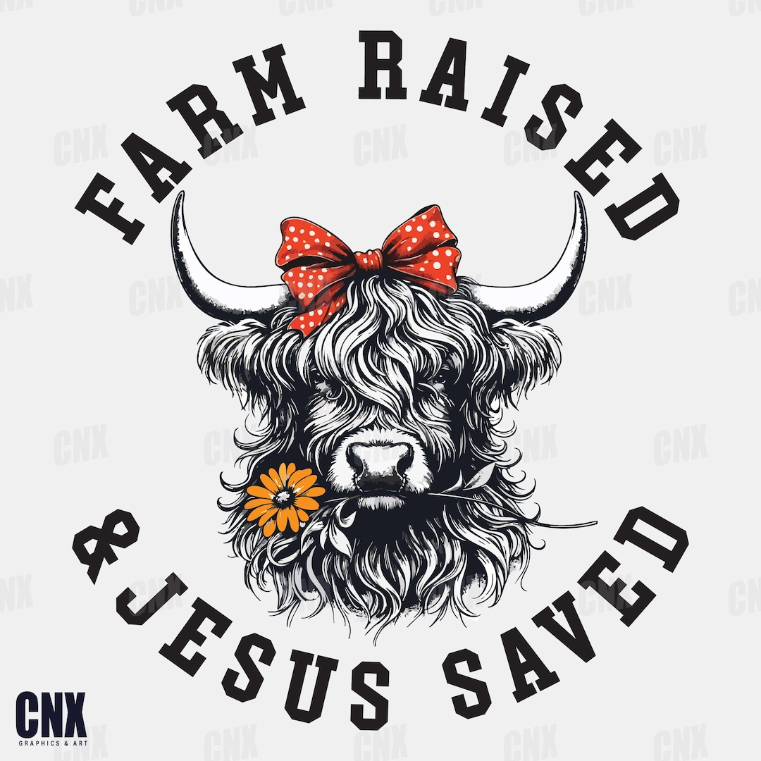 Farmhouse Cow With Jesus Quote SVG. Highland Cow Svg. Silhouette. Faith ...