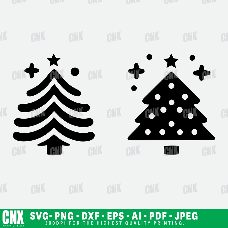 10 Christmas Trees SVG. Pine Hand Drawn Svg. Christmas Tree Icons. Pine ...