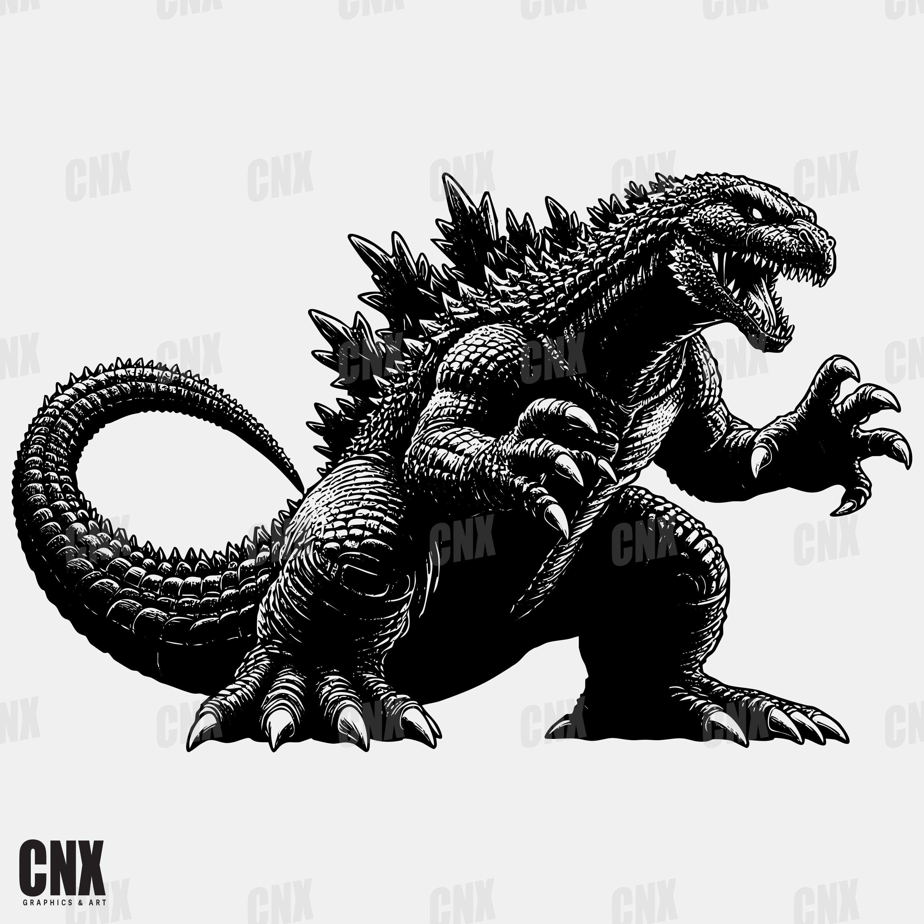5 Godzilla Silhouette. Godzilla Svg. Godzilla Illustrator. Monster ...