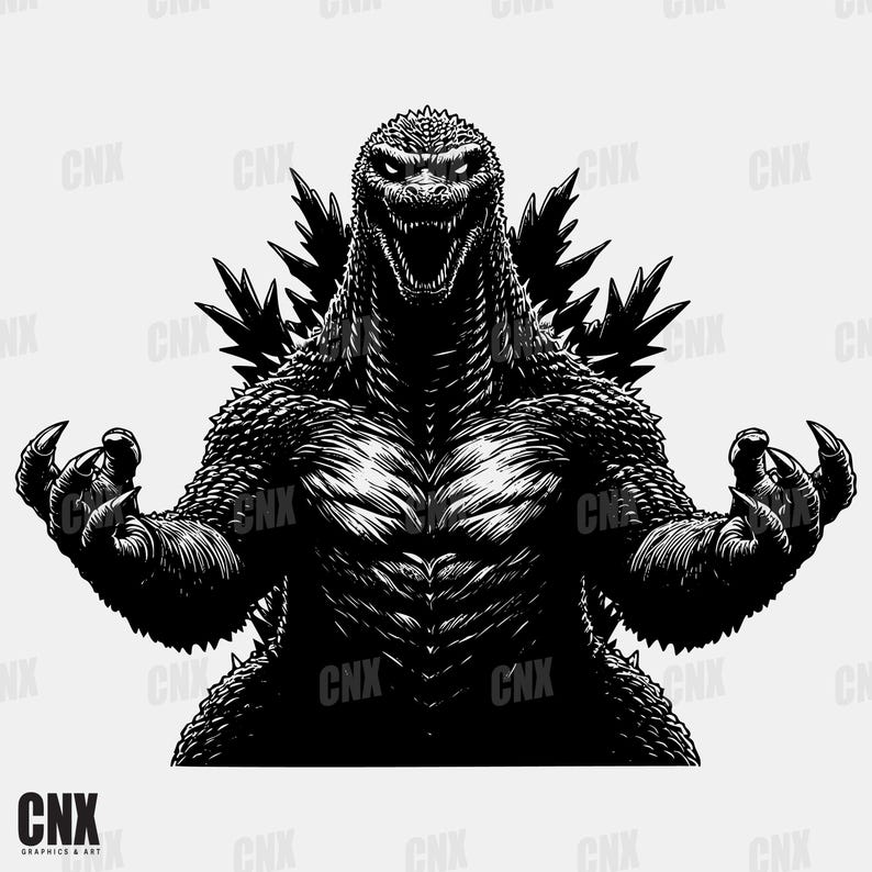 5 Godzilla Silhouette. Godzilla Svg. Godzilla Illustrator. Monster ...