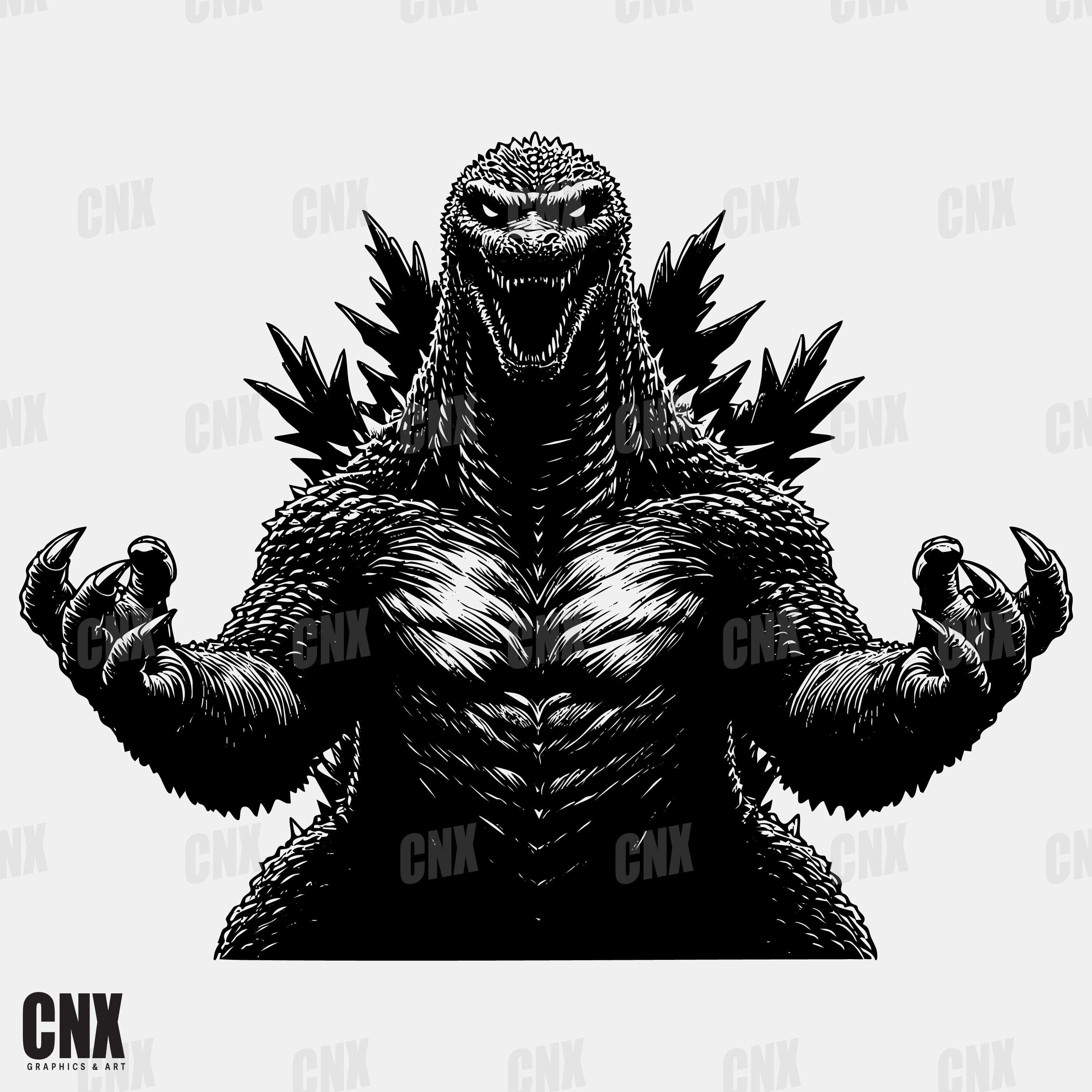 5 Godzilla Silhouette. Godzilla Svg. Godzilla Illustrator. Monster ...