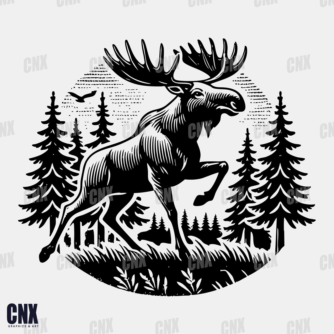6 Moose Svg. Bundle Moose Svg. Woodland Svg. Forest Landscape Svg ...