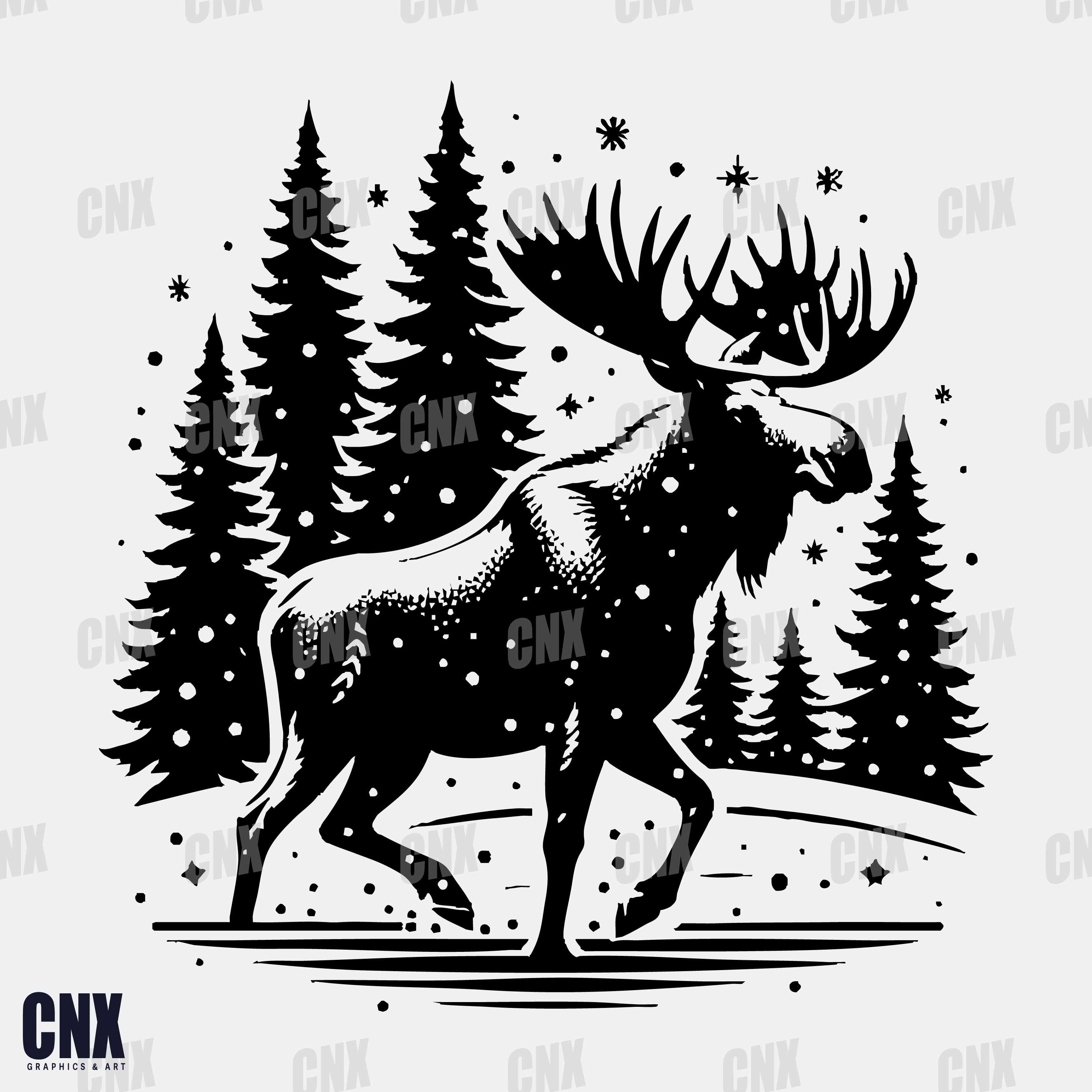 6 Moose Svg. Bundle Moose Svg. Woodland Svg. Forest Landscape Svg ...