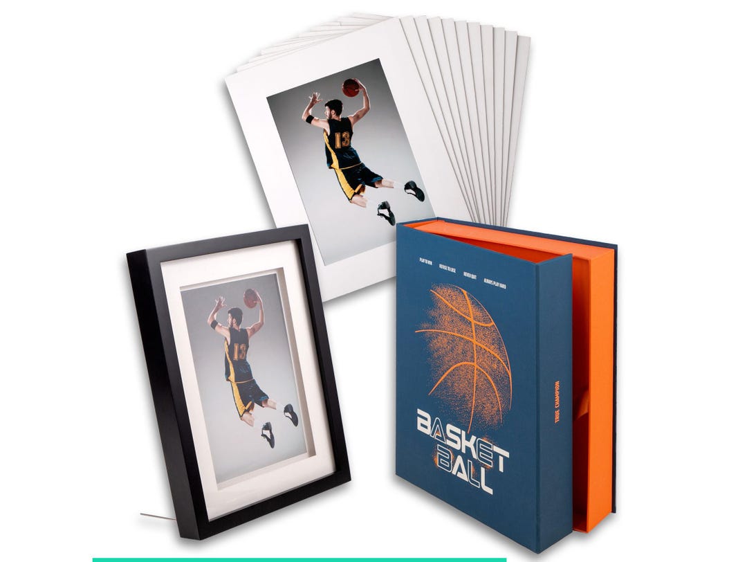 Sports Photo Album Box, Original Wooden Photo Frame, 25 Slip-in Matts ...