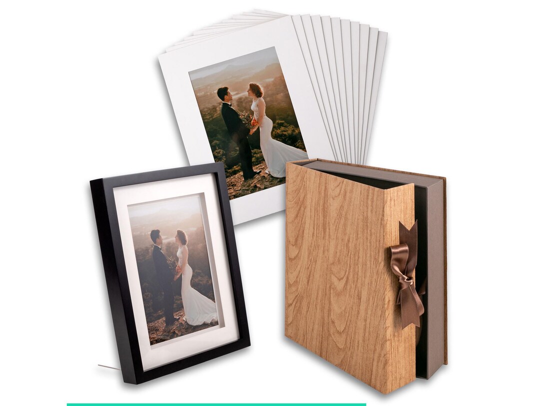 Wedding Photo Album Box, Original Wooden Photo Frame, 25 Slip-in Matts ...