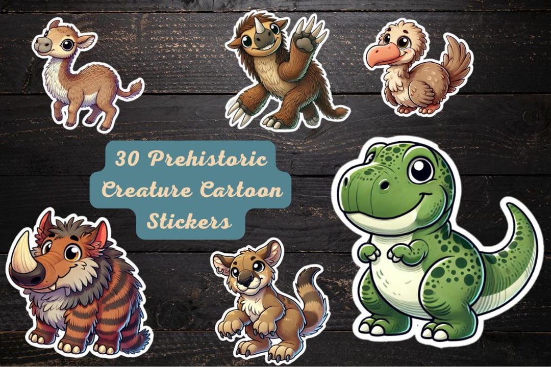 Digital Extinct Animal Stickers Bundle Cute & Cartoonish Designs ...