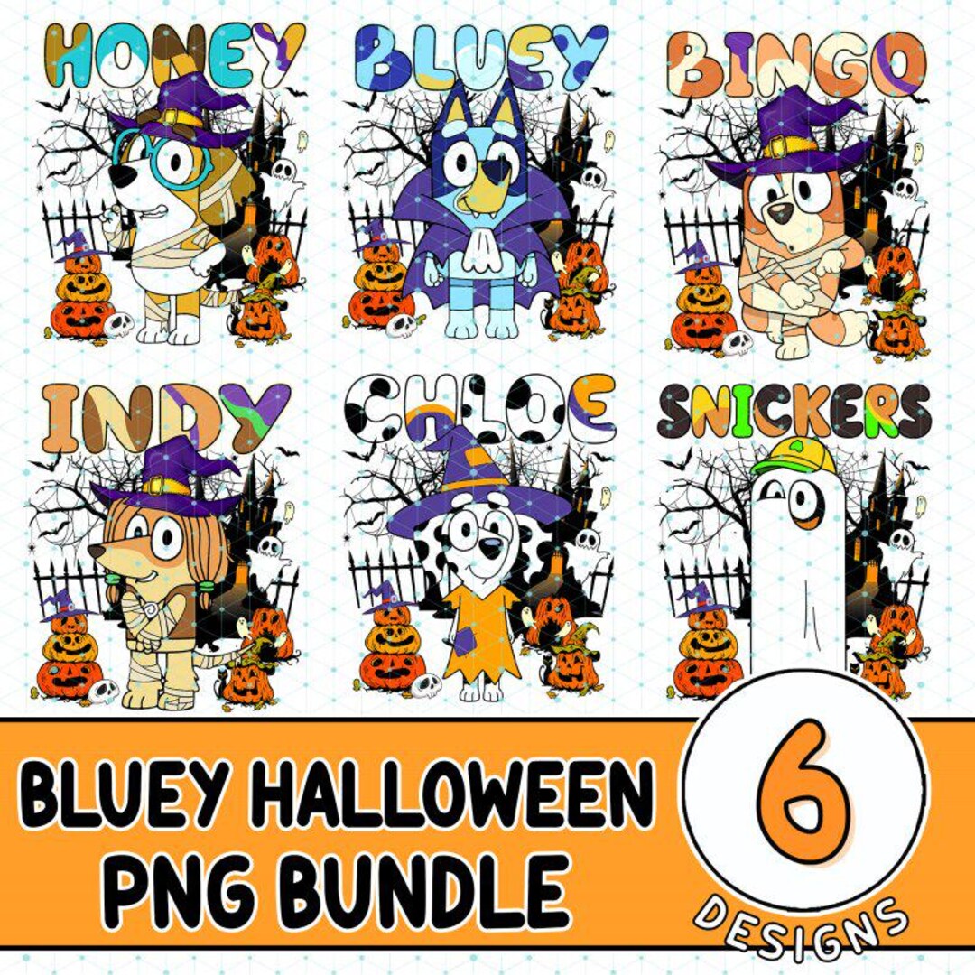 Bluey Halloween Bundle PNG, Horror Bluey Halloween Costume, Bluey ...