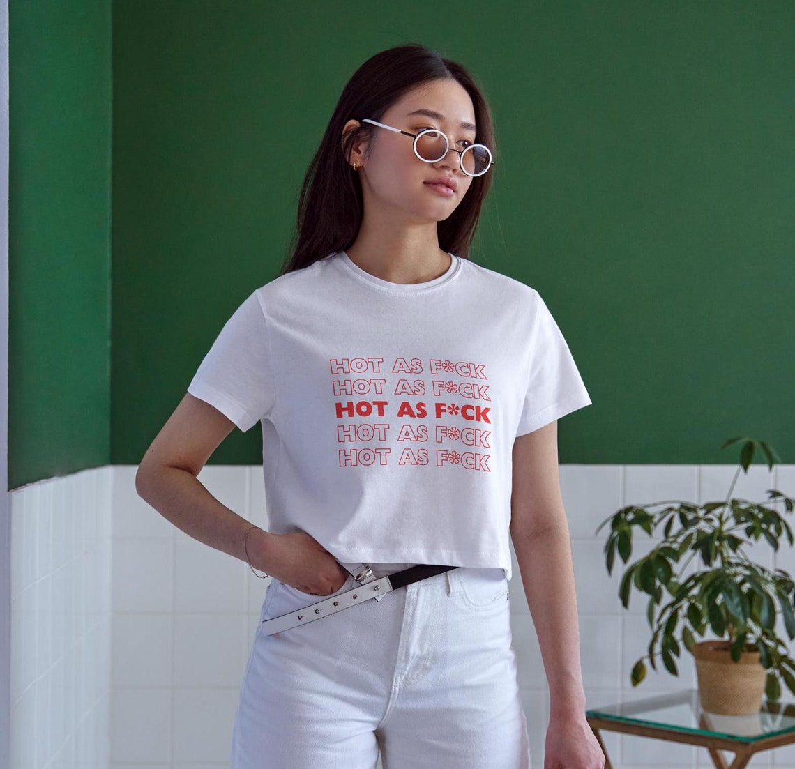 Hot Girl Crop Top Cute Cropped Shirt for Her Funny Cropped T Shirt for ...