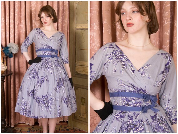 TAG SALE 1950s Dress - Stunning Vintage 50s Fit and F… - Gem