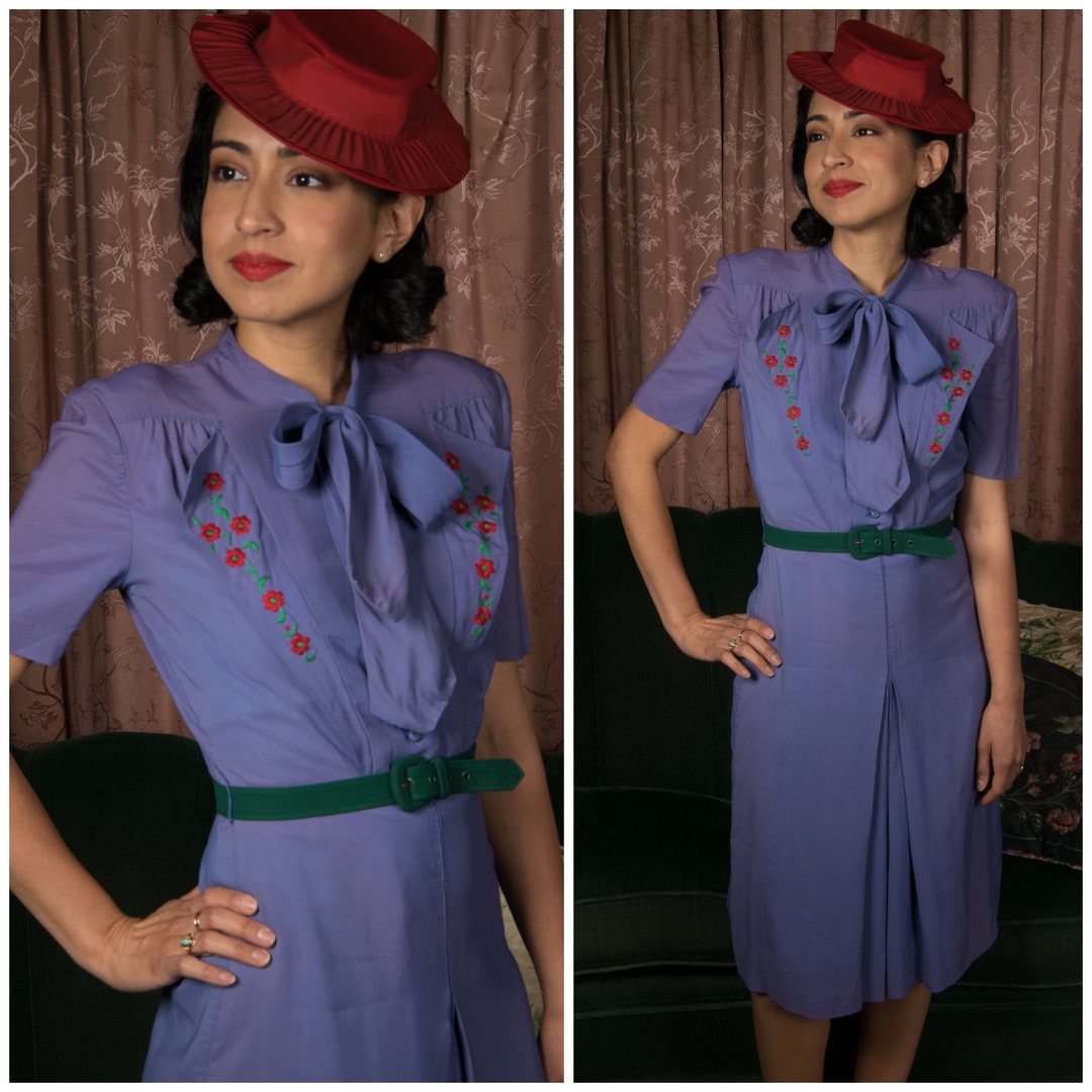 1940s Dress - Early 40s Vintage Juniors Dress in a Rust Cotton/rayon ...