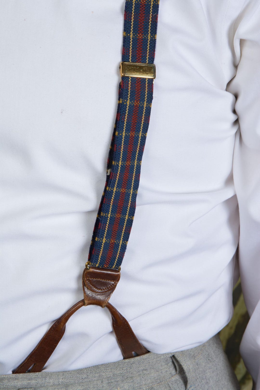 Vintage 1930s 40s HICKOK Blue and Red Plaid Elastic Suspenders With ...