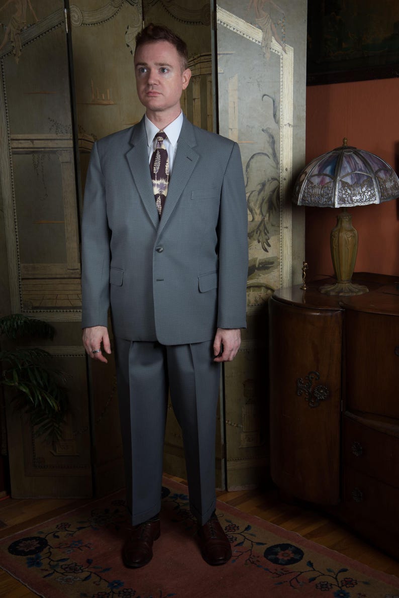 Vintage 1950s German Made Suit in Unique Grey Wool With Self-fabric ...