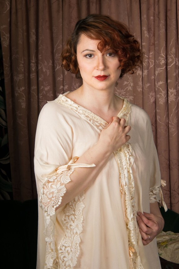 1920s Robe - Romantic Angel Sleeves Vintage Late 1910… - Gem