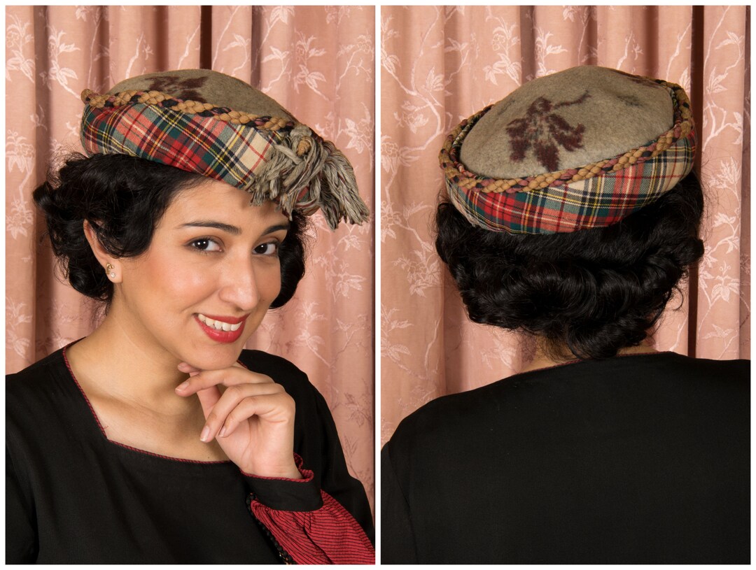 1910s Edwardian Hat Exceptional Antique 1910s Wool Cap in Wool Tartan ...