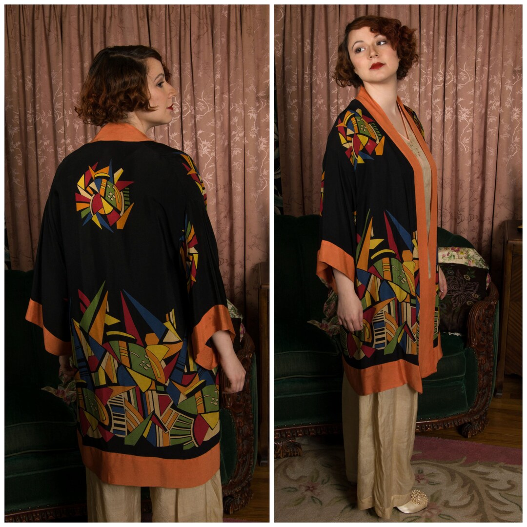 1920s Robe Vibrant and RARE Art Deco 20s Kimono Inspired Decadently ...