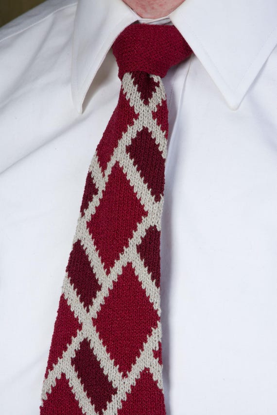 Vintage 1930s 40s Handmade Home Knit Tie in Grey, Bri… - Gem