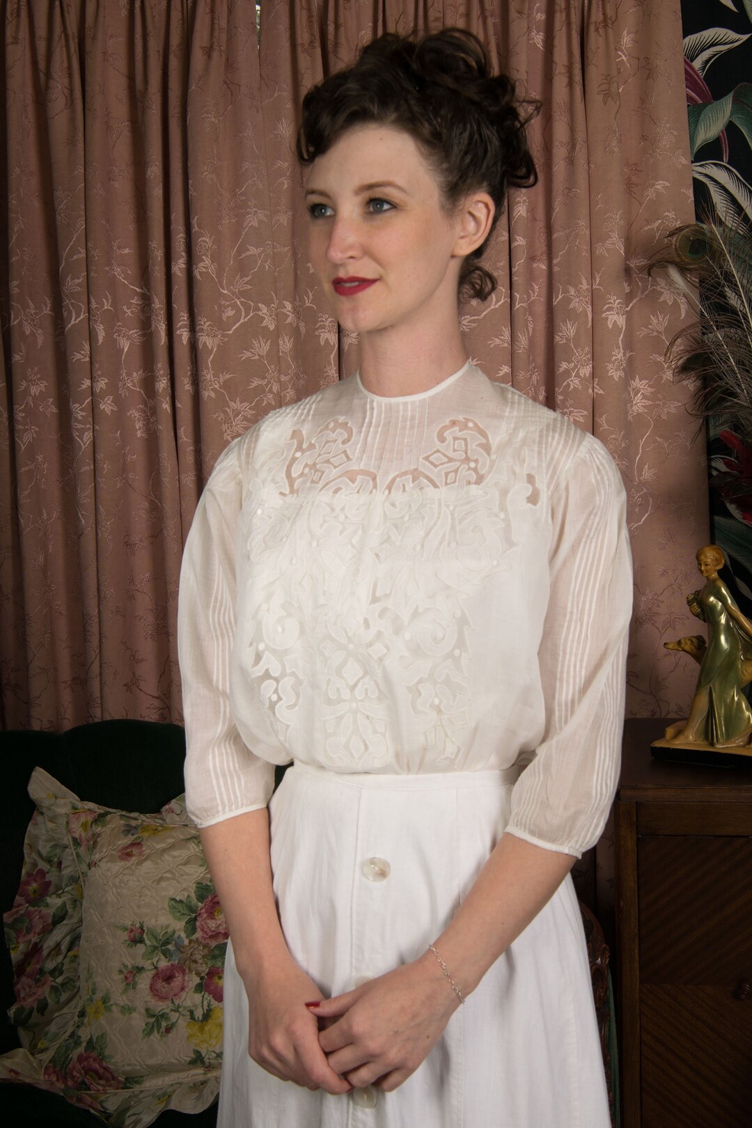 1900s Blouse Authentic Antique Edwardian Arts and Crafts Cotton Blouse ...