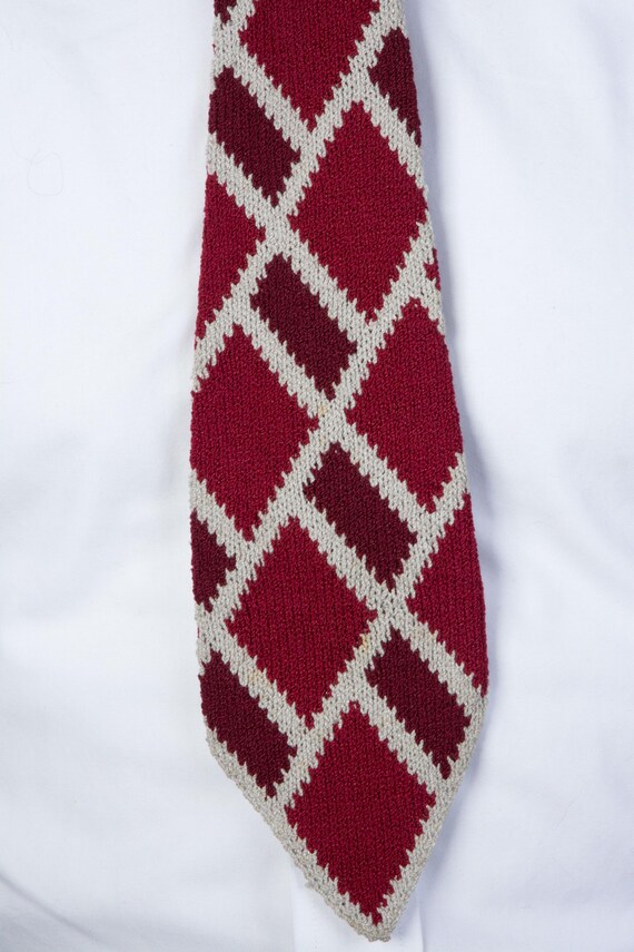 Vintage 1930s 40s Handmade Home Knit Tie in Grey, Bri… - Gem