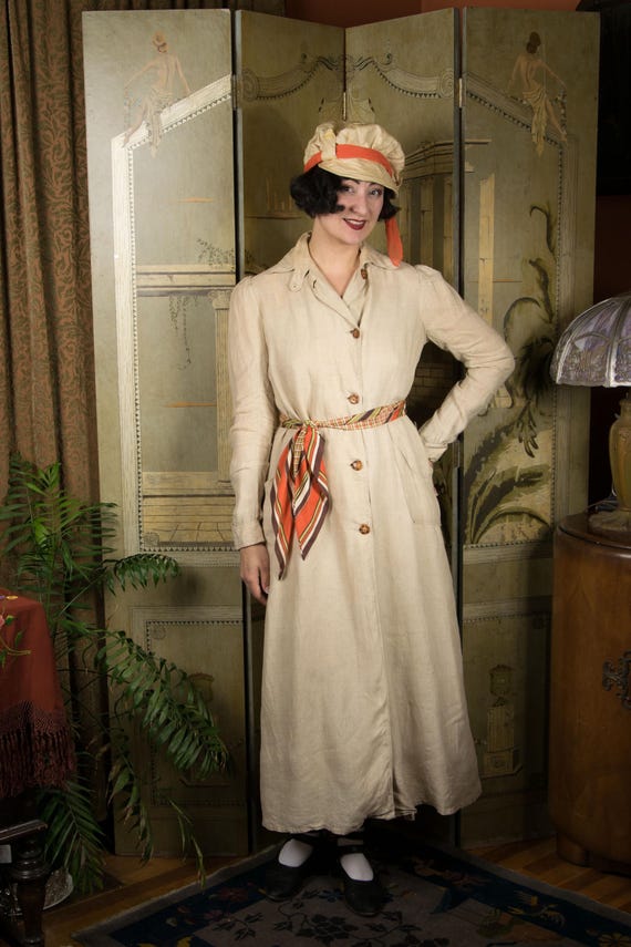 1900s Duster - Rare Edwardian Cotton Linen Full Lengt… - Gem