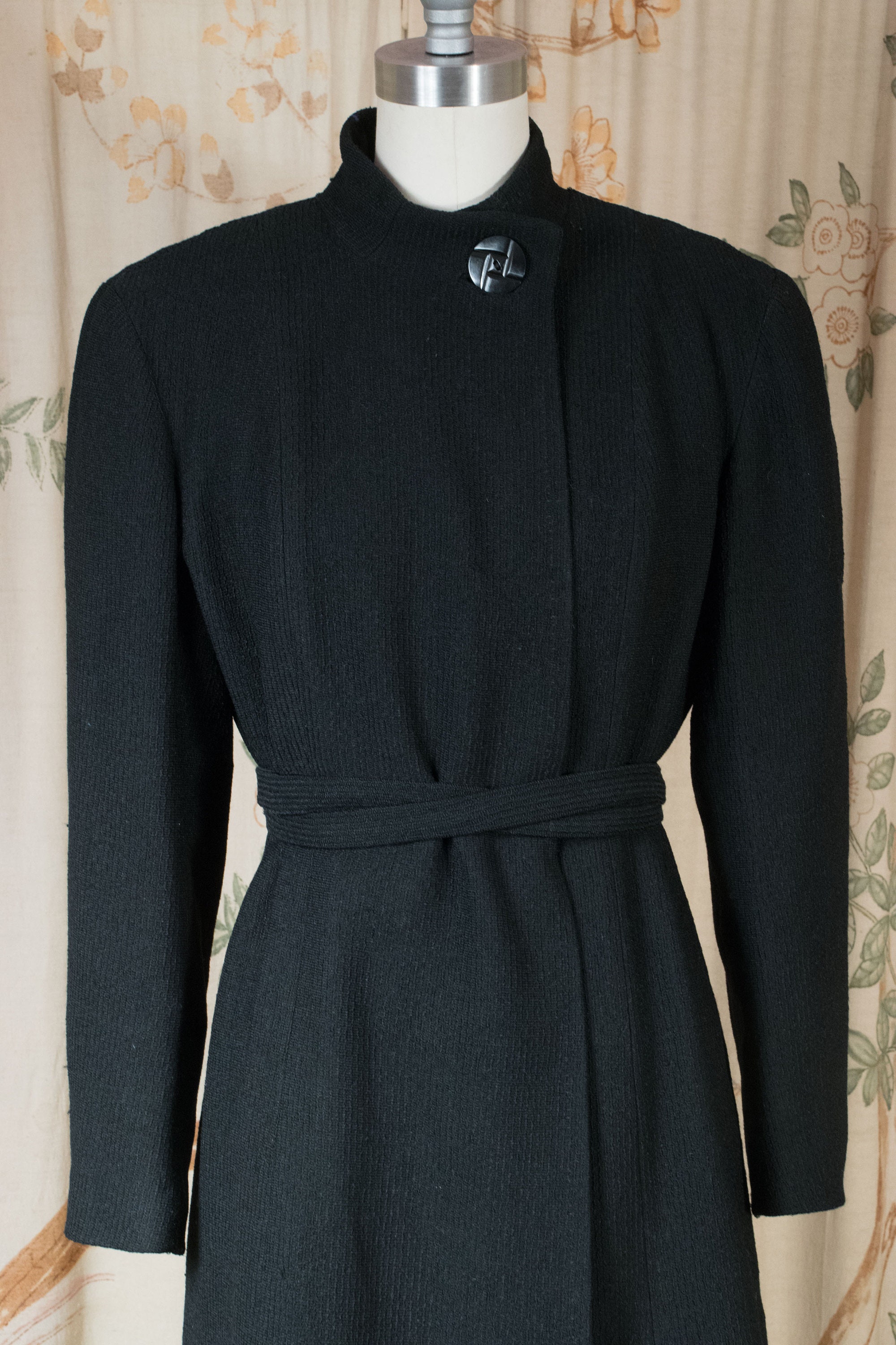 1930s Coat - Chic Mid 1930s Textural Wool Coat with Asymmetric Closure ...