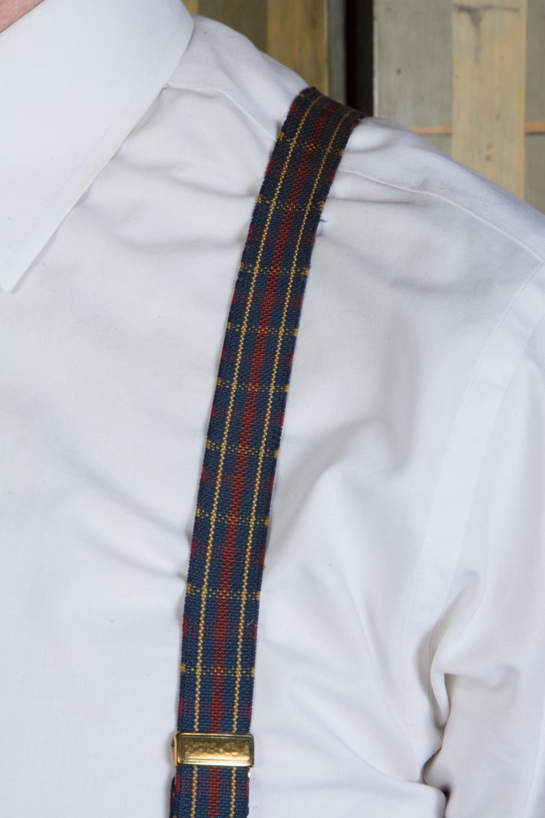 Vintage 1930s 40s HICKOK Blue and Red Plaid Elastic Suspenders With ...