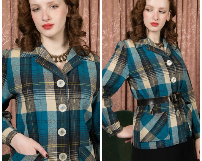 Vintage 49er Smart Vintage 50s Blue and Black Plaid Casual 49'er Jacket ...