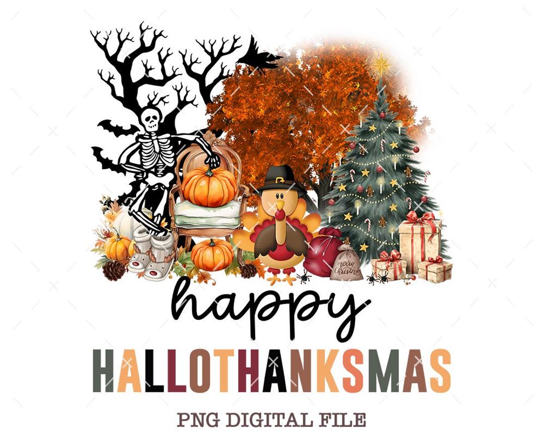 Retro Happy Hallo Thanksmas Png, Merry Christmas Digital Download ...