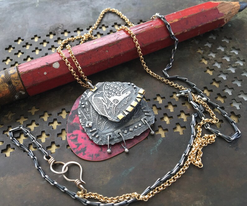 Three Layered Bull and Bird Pendant - Etsy