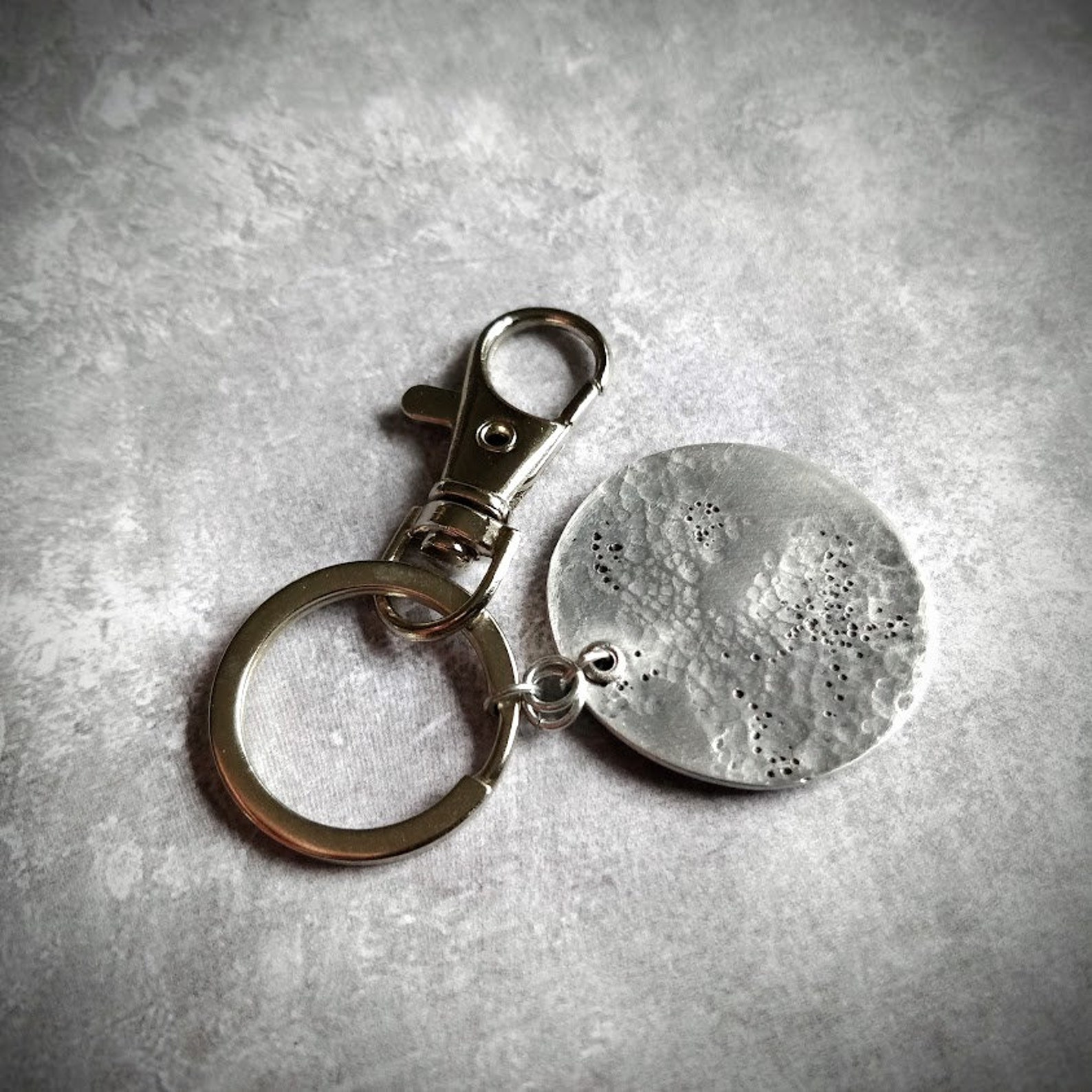 Full Moon Keychain Hammered Aluminium Oxidized Patina - Etsy