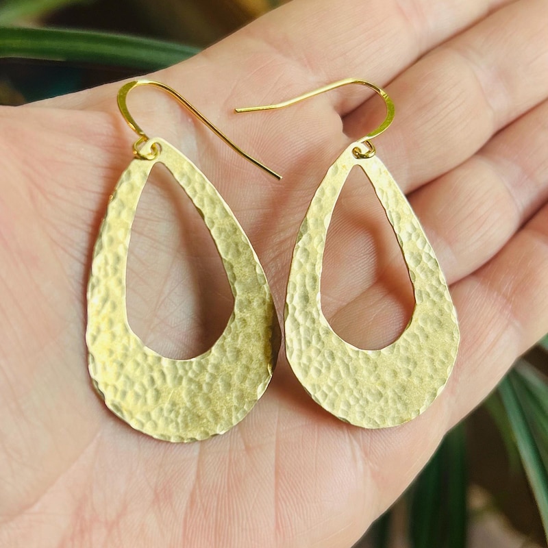 Brass Pounded Earrings - Etsy
