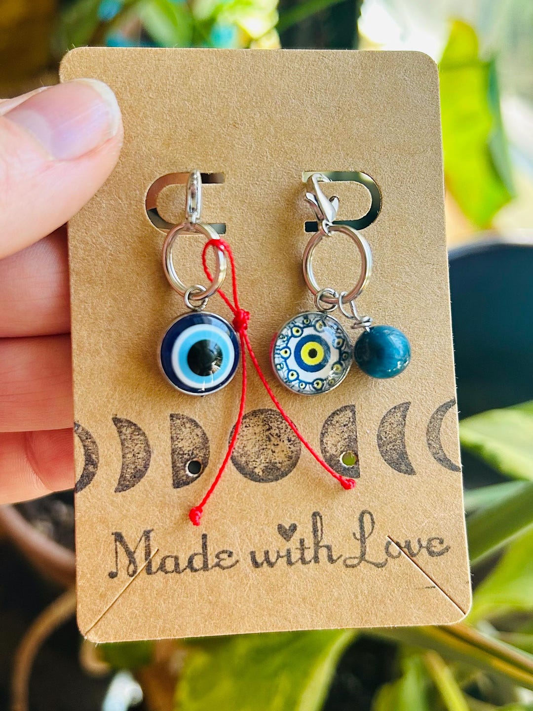 Evil Eye Pet Collar Charm Set: Blue Tigers Eye, Kabbalah Thread - Etsy