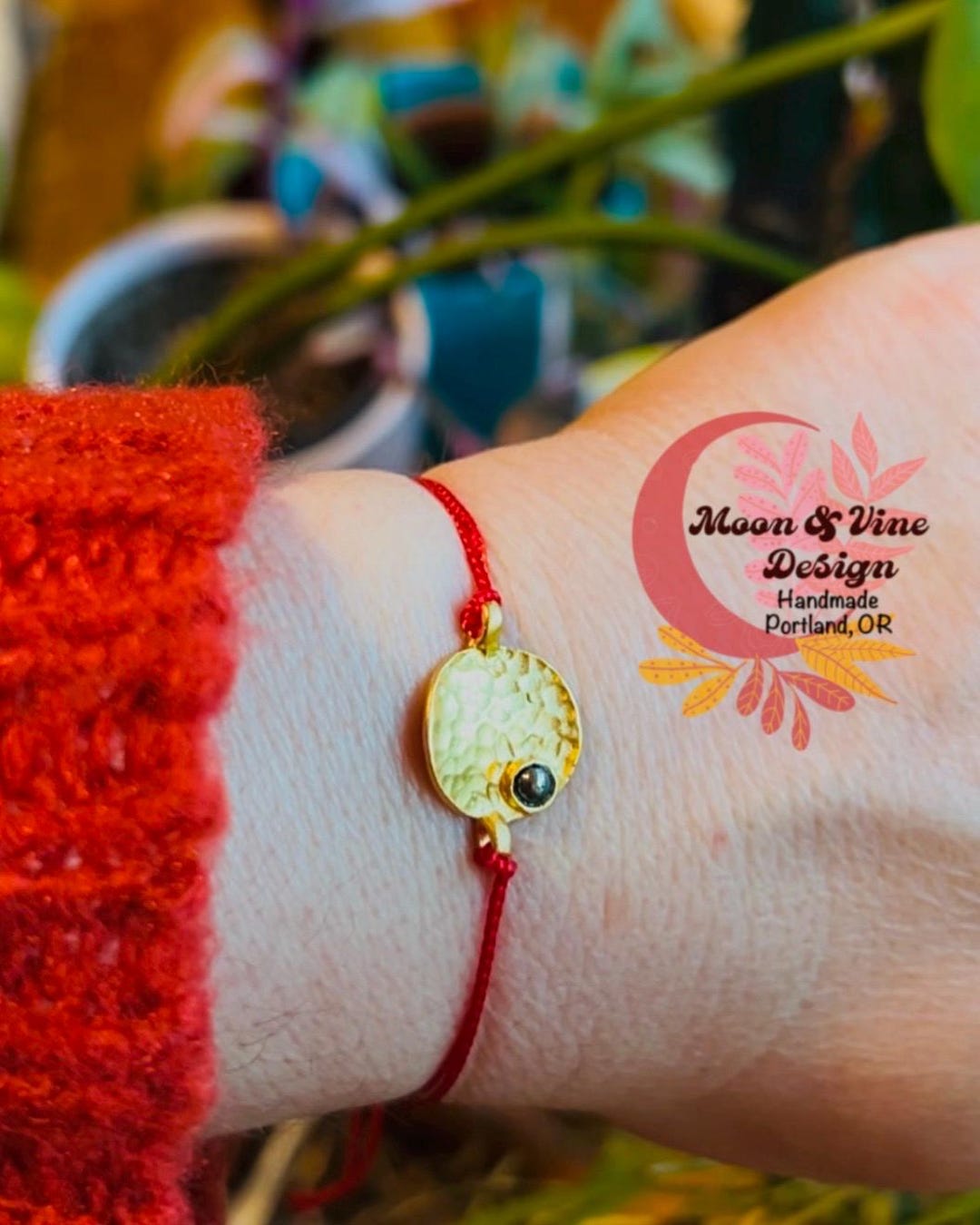 Hammered Fish 18K Kabbalah Bracelet | Gemstone Red String, Handmade - Etsy