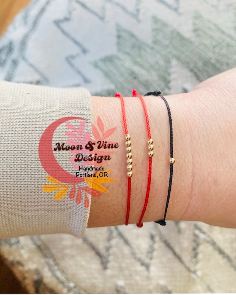 14K Solid Gold | Red String of Fate Bracelet | Kabbalah Bracelet | Thin ...