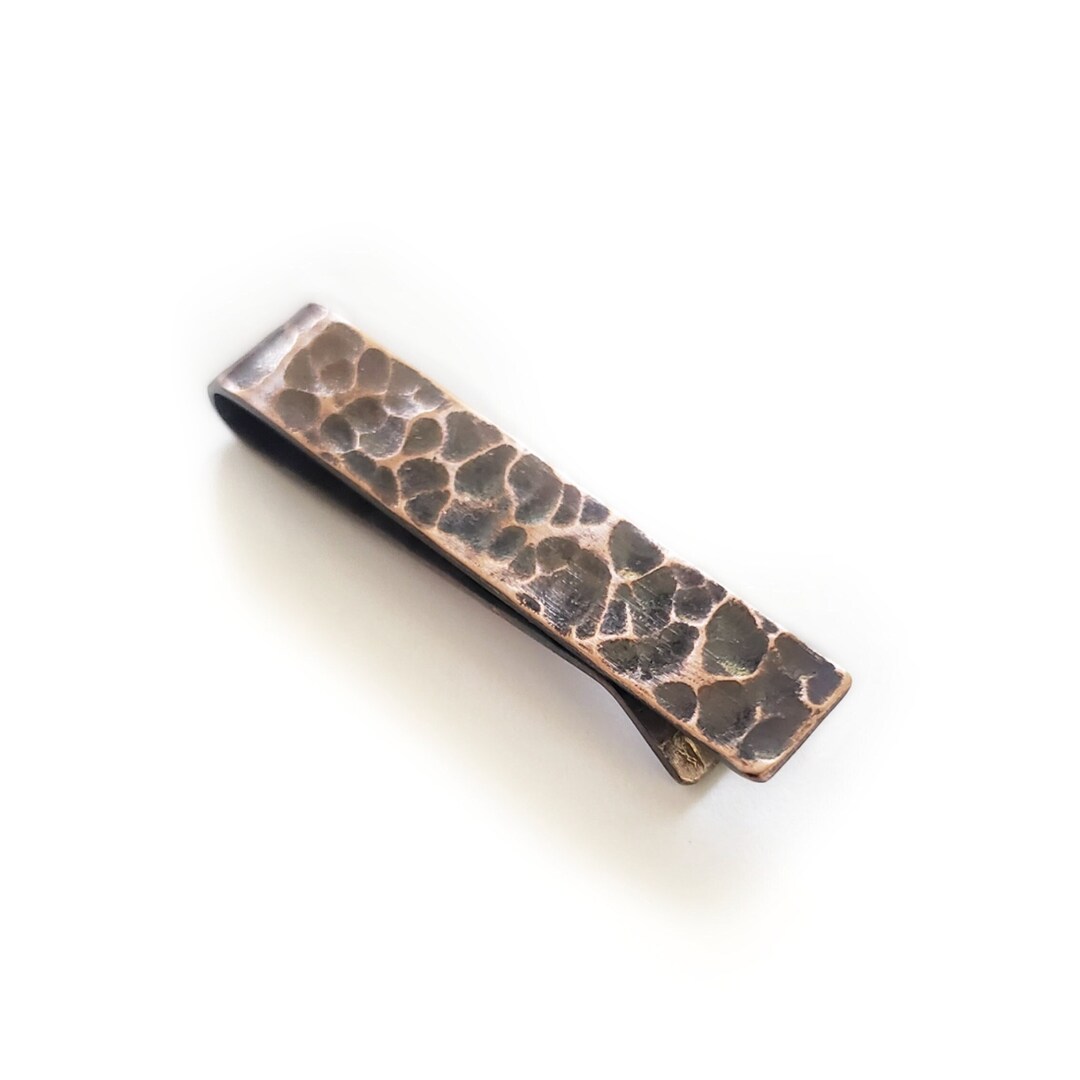 Hammered and Oxidized Copper Tie Bar - Etsy