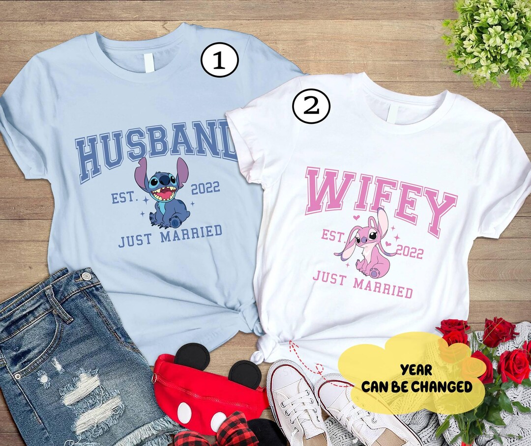 Stitch and Angle Shirt Stitch Couple T-shirt Stitch Just Married Shirt ...