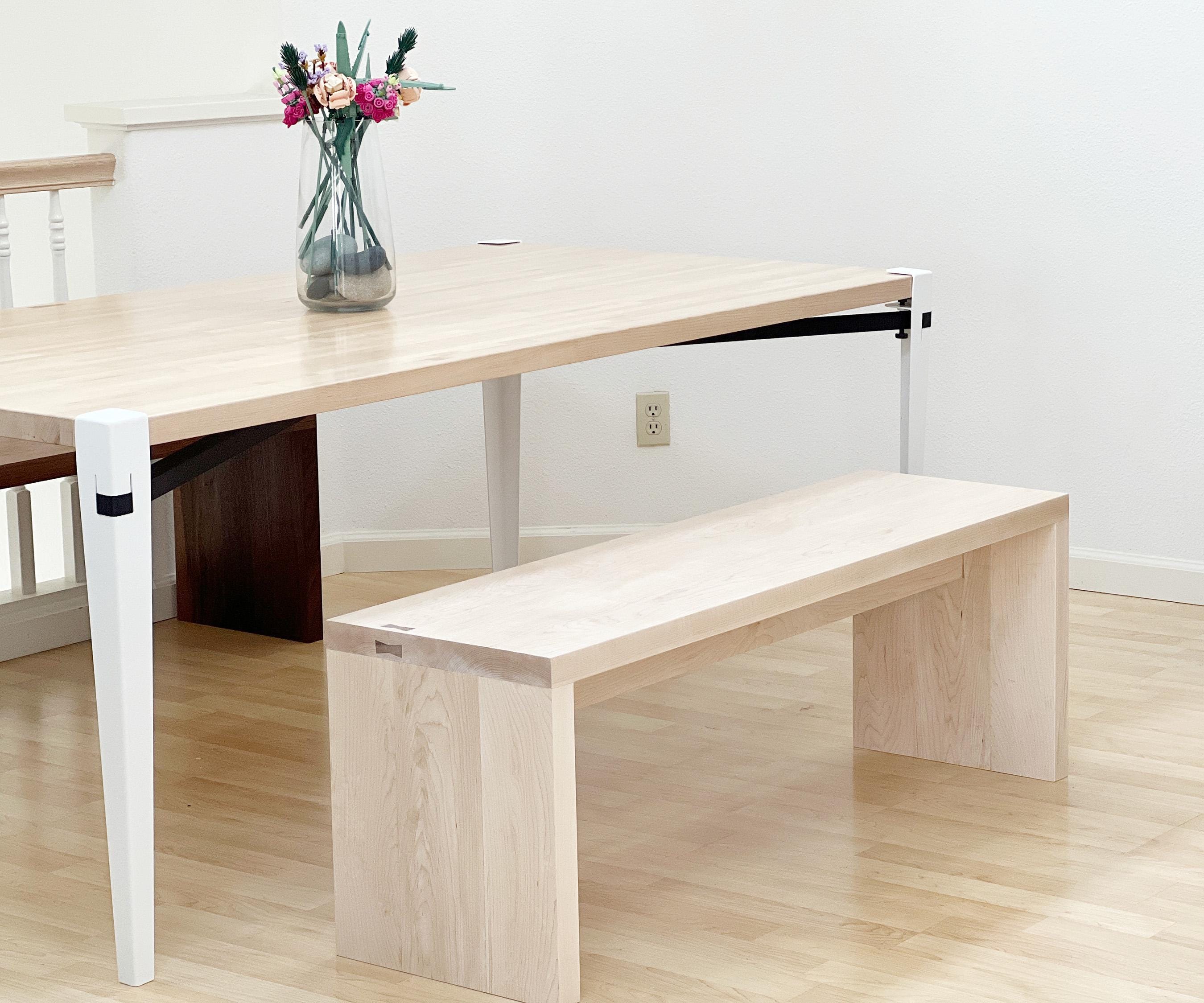Solid Hard Maple Bench, 50 Inch Modern Entryway Seat, Custom Wood ...