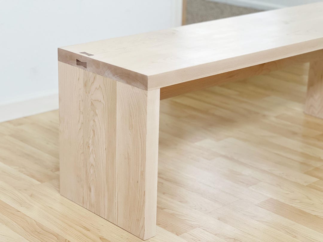 Solid Hard Maple Bench, 50 Inch Modern Entryway Seat, Custom Wood ...