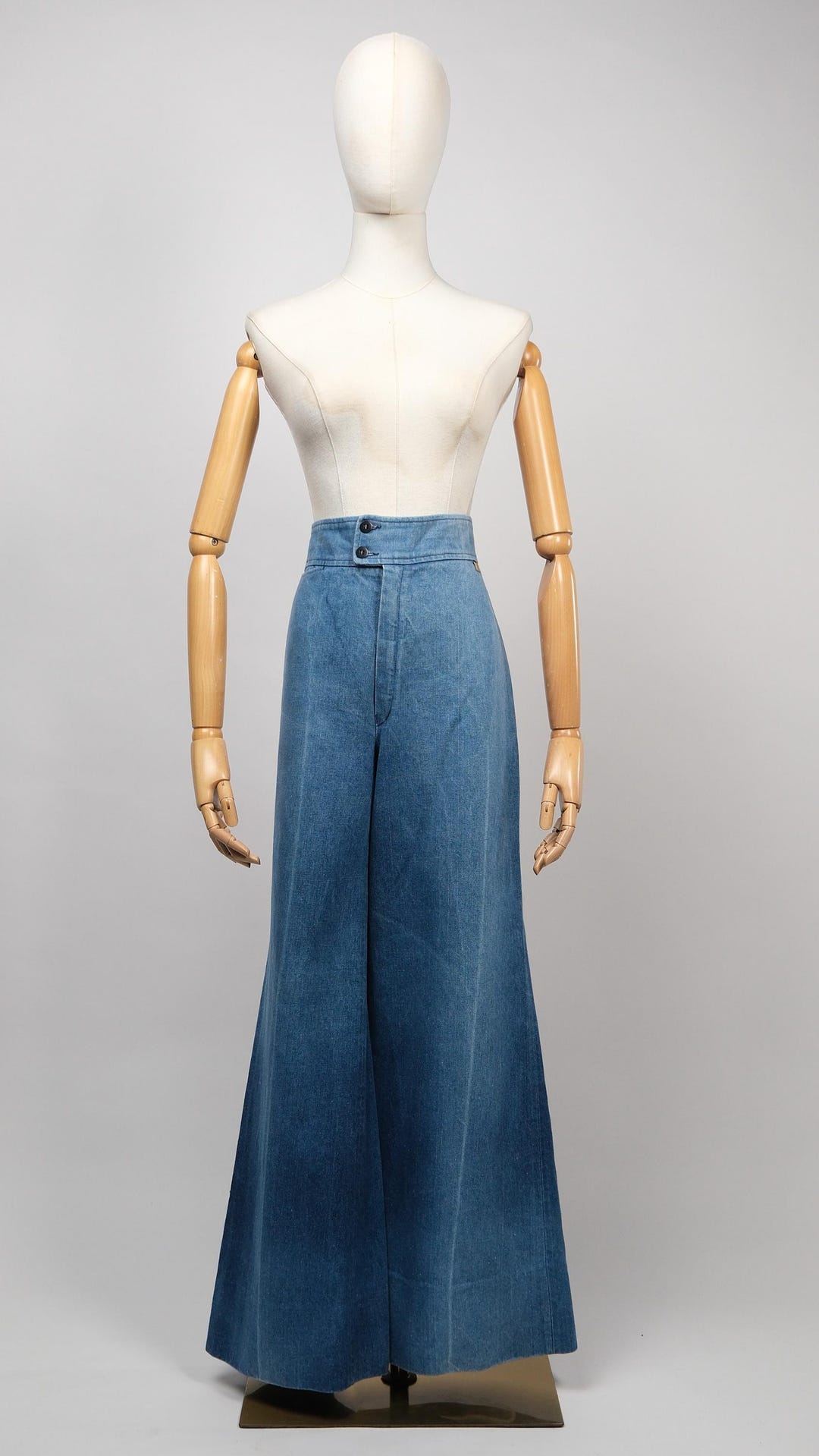 1970s Two Tone High Waist Denim Flares - Etsy