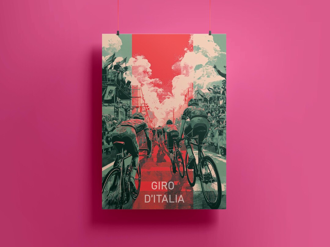Giro D'italia Vintage Cycling Poster, Retro Road Bike Art, Cyclist Gift ...