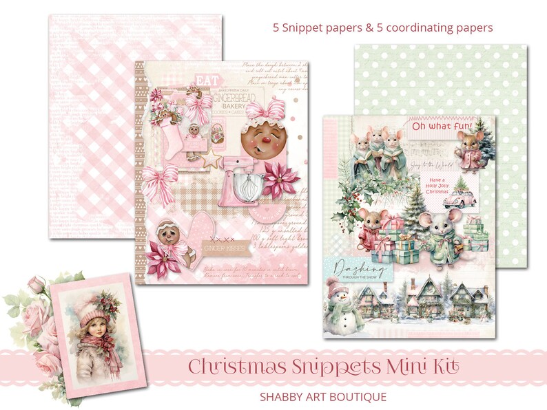 A4 Size - Christmas Snippets Mini Digital Kit - Etsy